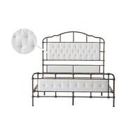 High Boad Platform Metal Bed with Soft Head Tail Center Support Legs ...