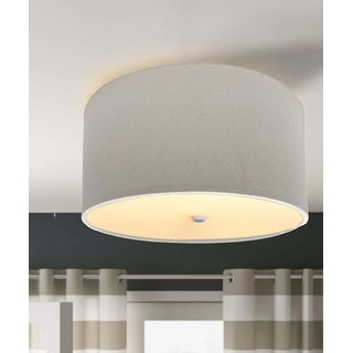Moderne Flush Mount Conversion Kit 16"w Light Oatmeal Linen Drum ...