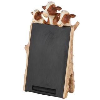 Polystone Cow Chalkboard Home Decorative Sign with Brown Tree Trunk ...
