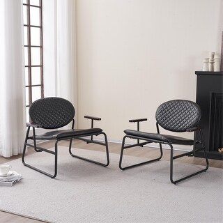 Oval Back Faux Leather Accent Chairs,Wooe Hand Rests,Easy Assembly ...