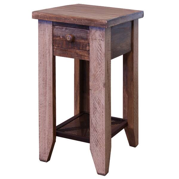 Fena 26 Inch End Table, Single Drawer, Iron Shelf, Multicolor Pine Wood ...
