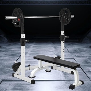 Barbell Rack 550LBS Max Load Adjustable Squat Stand Dipping Station ...