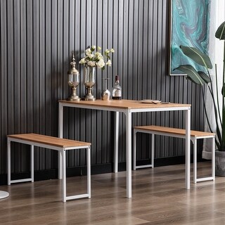 Morden Charming Style Dining Table Set with A Tatble and Two Benches ...