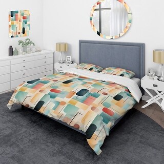 Designart "Pastel Harmony" Pink Modern Bed Cover Set With 2 Shams - Bed ...