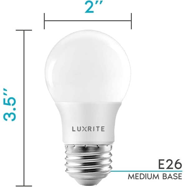 Luxrite A15 LED Bulb 40W Equivalent, 7W, 600 Lumens, Enclosed Fixture ...