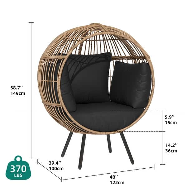 Moasis Outdoor Indoor Wicker Basket Chair Round Egg Chair with Cushion ...