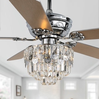 Oaks Aura 52in. Drop-Shade Modern Glam Crystal Reversible Ceiling Fan ...