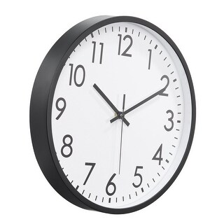 12 Inch Wall Clock, 3D Number Quartz Silent Round Wall Clocks, White ...