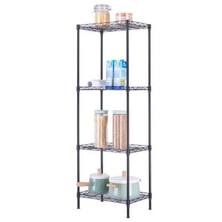 4-Tier Black Steel Wire Shelving Unit Storage Rack - Bed Bath & Beyond ...