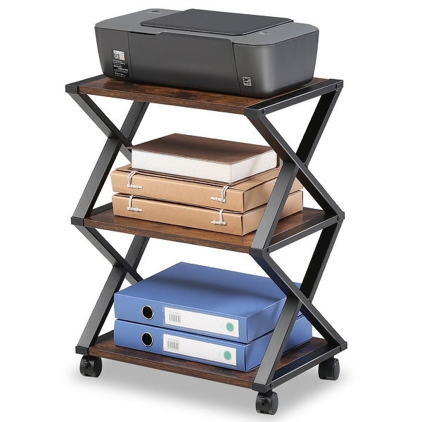 FITUEYES Mobile Printer Stand 3 Tiers Wood and Metal Cart Bed Bath Beyond 32590141