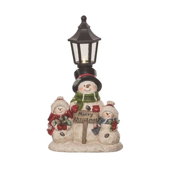 10.25" White & Black Snowman Lamp Post"Merry Christmas" Tabletop Decor ...