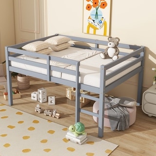 Full Rubber Wood Loft Bed with Ladder - Bed Bath & Beyond - 42980208
