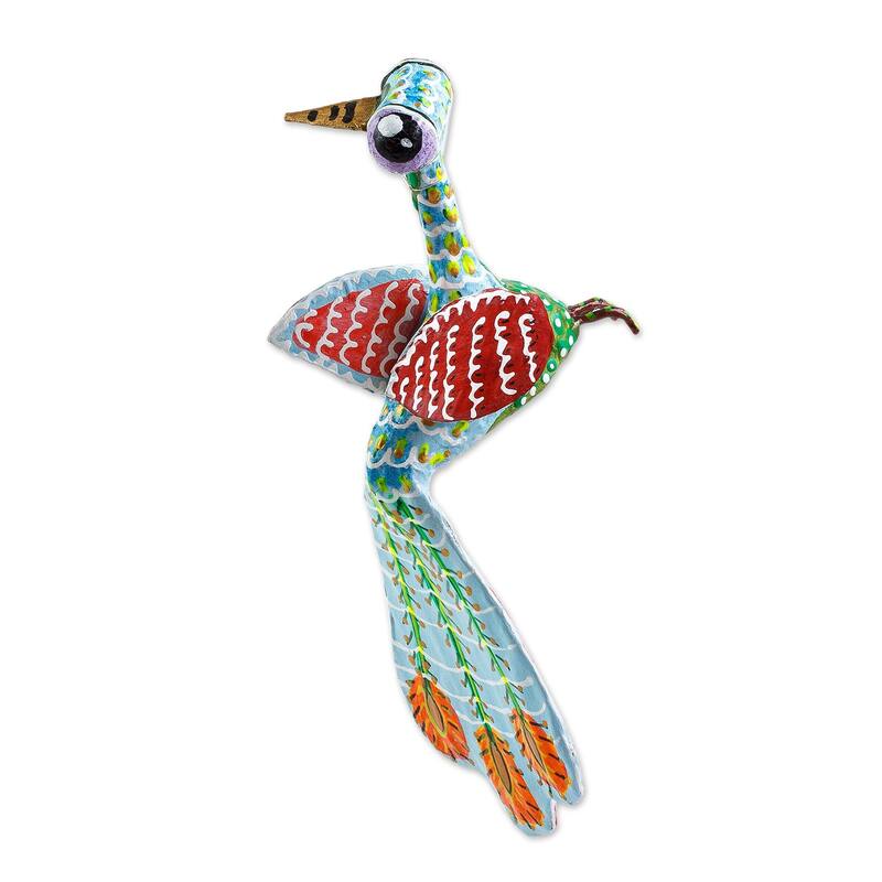 Novica Handmade Colorful Bird Papier Mache Alebrije Sculpture ...