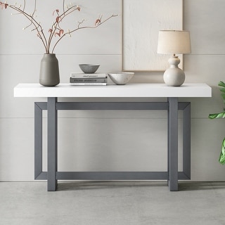 Console Table With Industrial-inspired Concrete Wood Top - Bed Bath ...