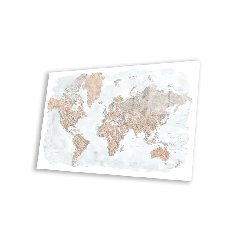 Highly Detailed Watercolor World Map, Calista Print On Acrylic Glass by ...
