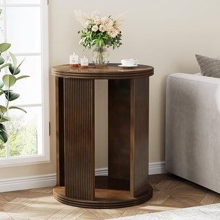 20" Round End Table, Modern Side Table with Wooden Frame - Bed Bath ...