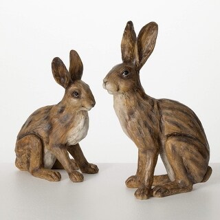 Sullivans 12" & 15.25" Rustic Resin Bunny Set of 2, Brown - Bed Bath ...
