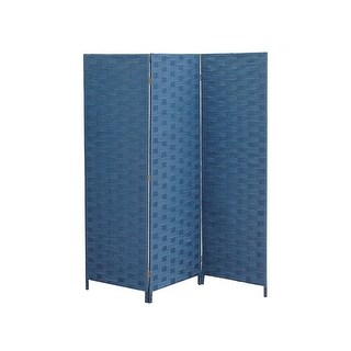 3 Panel Woven Bamboo Screen (Navy Blue) - Bed Bath & Beyond - 34199599