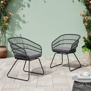 Roomfitters 2-Piece Outdoor Wicker Club Chairs, Transitional Tub ...