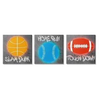 Stupell Sports Graffiti Phrases 3 Piece Canvas Wall Art Set Design by ...