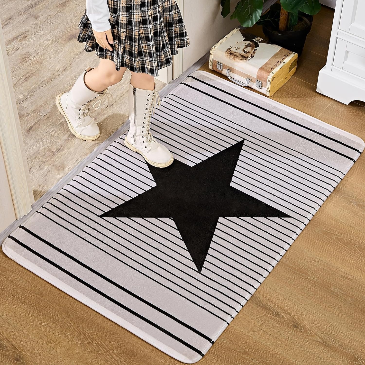 black door mat inside