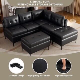 Sleek Stylish PU Leather Sectional Corner Sofa Couch with Movable ...