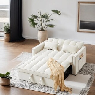 Velvet Convertible Loveseat Sleeper Sofa,3 Levels Adjustable Backrest ...