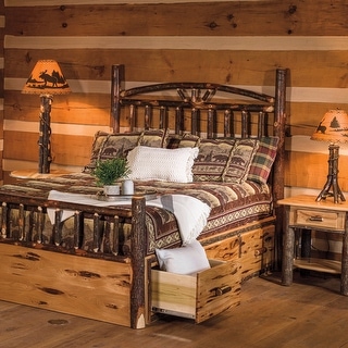 Hickory Log Wagon Wheel Storage Bed Frame - Bed Bath & Beyond - 33626236