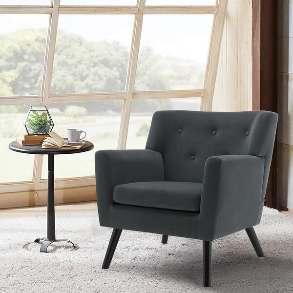 Velvet Upholstered Armchair Tufted Accent Chair Set of 2 30.71 H x 28.35 W x 27.56 D On Sale Bed Bath Beyond 37284942