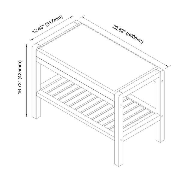 Ecostyle Solid Bamboo Padded Bench with Slatted Shelf - Bed Bath ...