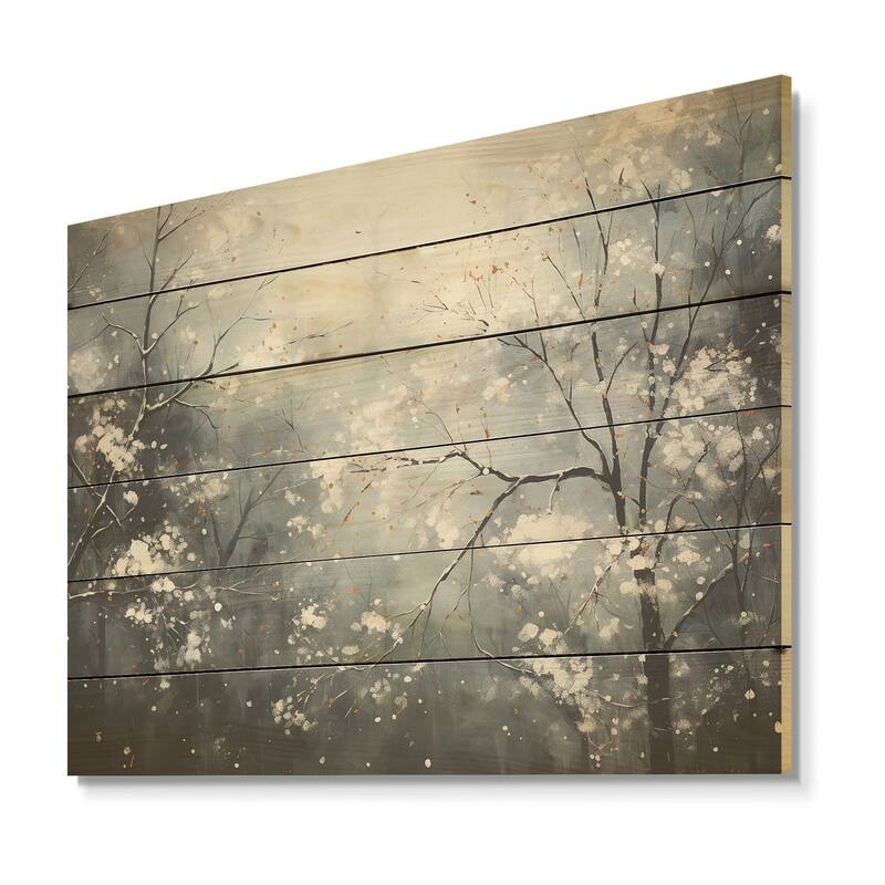 Designart "Winter Tree Minimal Landscape" Snow Wood Wall Decor ...