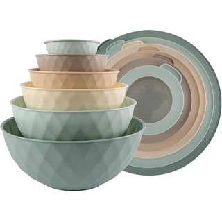 COOK WITH COLOR Mixing Bowls with Lids 12 Piece Plastic Nesting Bowls ...