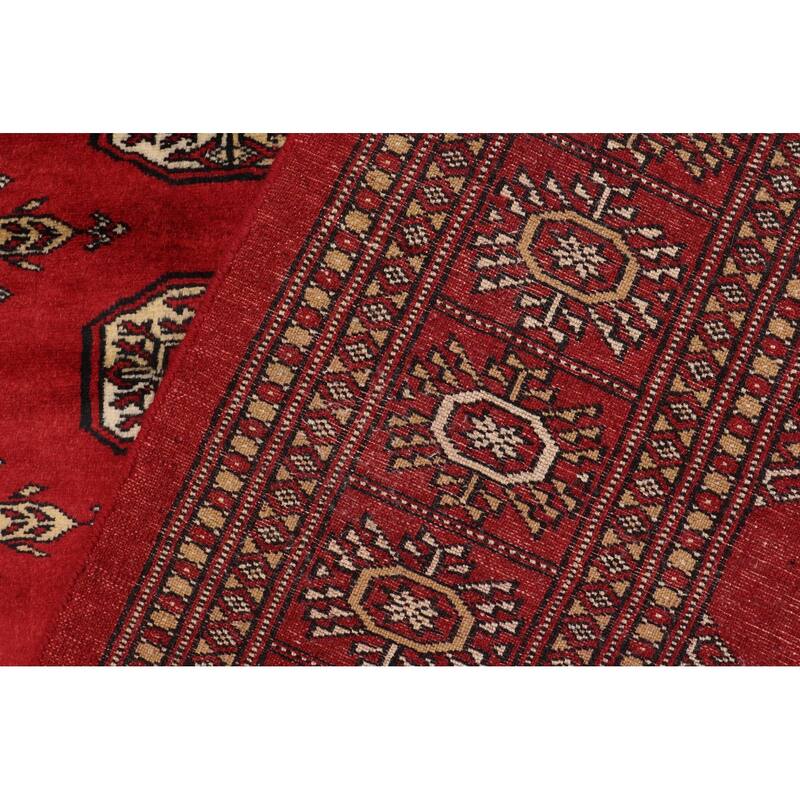 Rustic Bokhara Leticia Red Beige Hand Knotted Rug - 4'1'' x 6'2 ...
