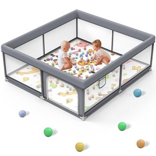 Large Baby Playpen, Sturdy Safety Baby Playard for Babies, Wrap Around ...