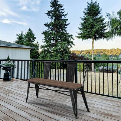 Industrial metal dining bench - Overstock - 37497035