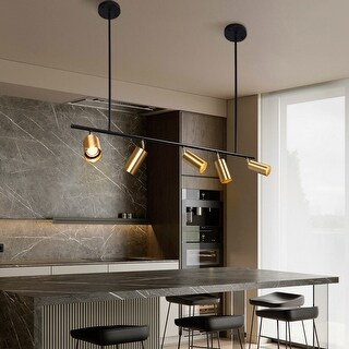 Modern 5-Light Linear Chandelier in Gold/Black - Bed Bath & Beyond ...