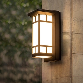 Contemporary 1-Light Black LED Outdoor Wall Lantern - 4.5 - Bed Bath ...