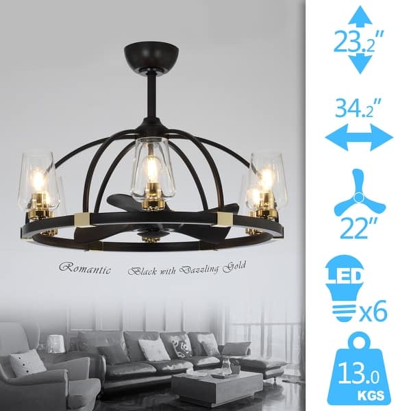 5-speed Ceiling Fan Semicircle Frame Ceiling with Light for Sloped ...