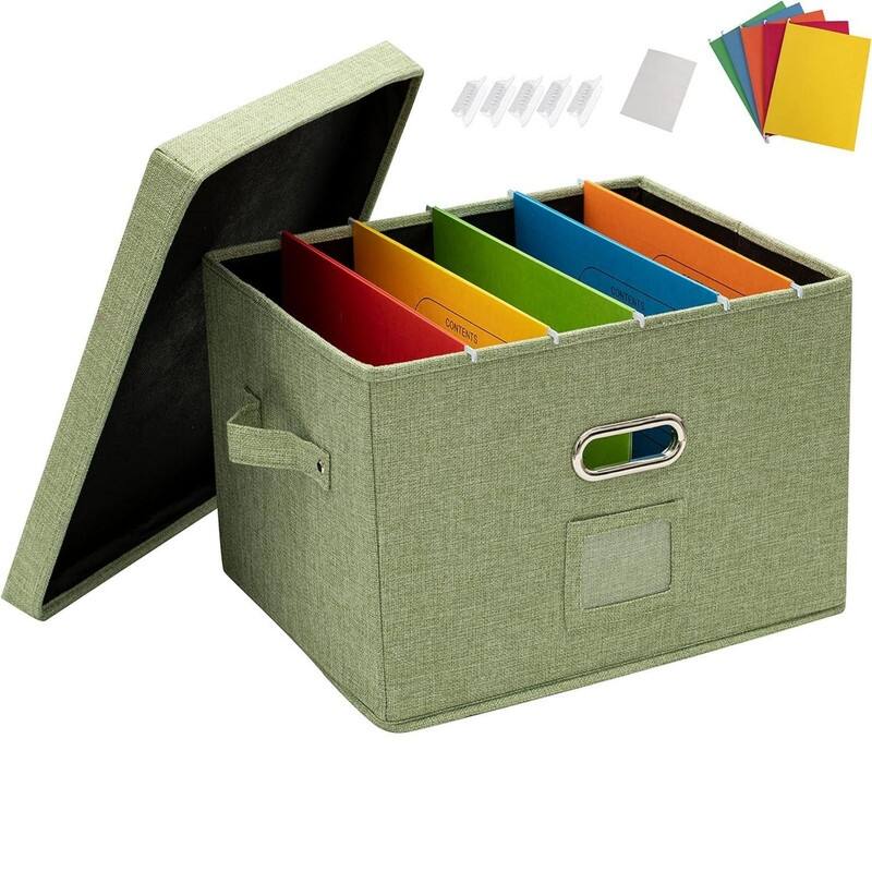 File Box with 5 Hanging Filing Folders Green - Bed Bath & Beyond - 39462323