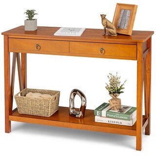 Console Table Entryway Sofa Side Table with Drawer & Open Shelf, Modern ...