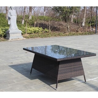 Outdoor Patio Rectangular Dining Table with Tempered Glass - Bed Bath ...