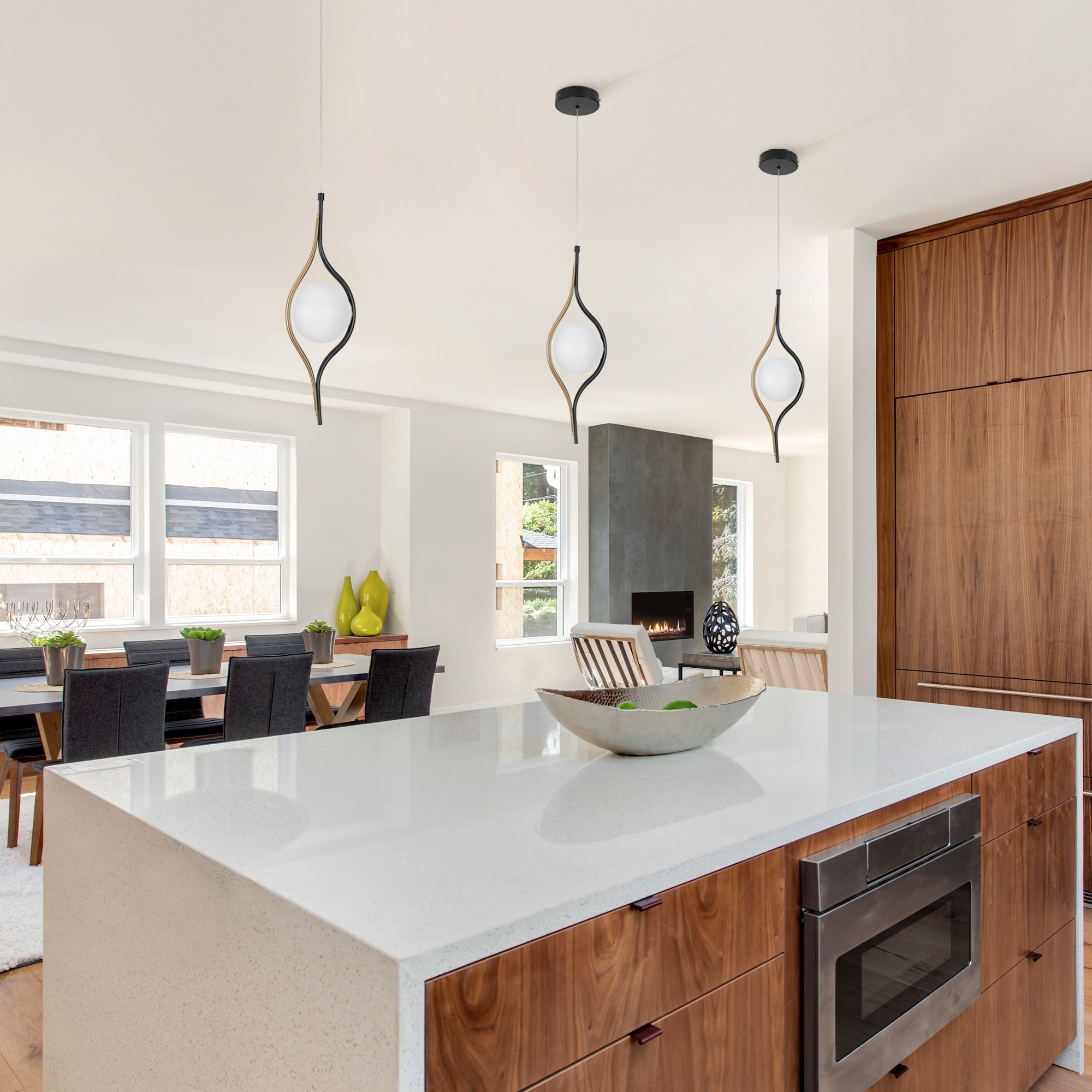 KAYLA Modern Indoor Pendant Lights Kitchen Island, Alabaster Single ...