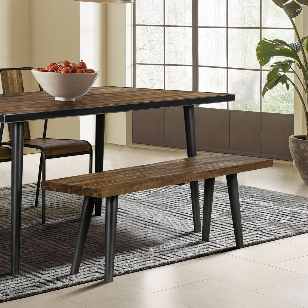 Cusco Rustic Acacia Wood 55" Entryway Dining Bench - Overstock - 29163505