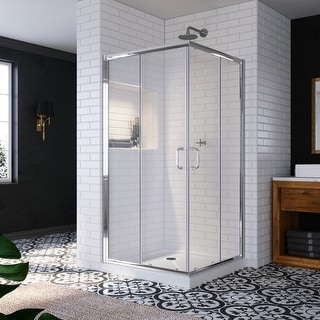 Elegant Corner Entry Enclosure in Sliding Shower Doors Enclosure 34 in. W x 34 in. L x 72 in. H ...