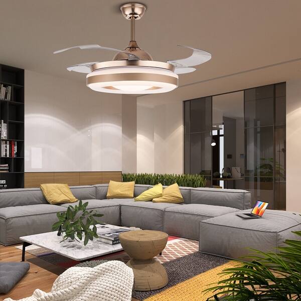 42 inch Modern Ceiling Fan 4 Retractable Blades with Remote - 42 inches ...