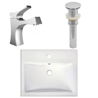 20.75-in. W Semi-Recessed White Vessel Set For 1 Hole Center Faucet ...
