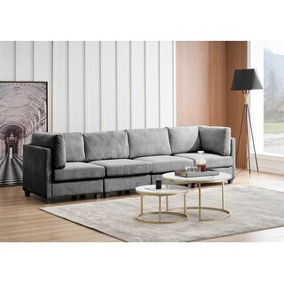 L-shape Sectional Sofa Sets Modern Corduroy Straight Row Sectional ...