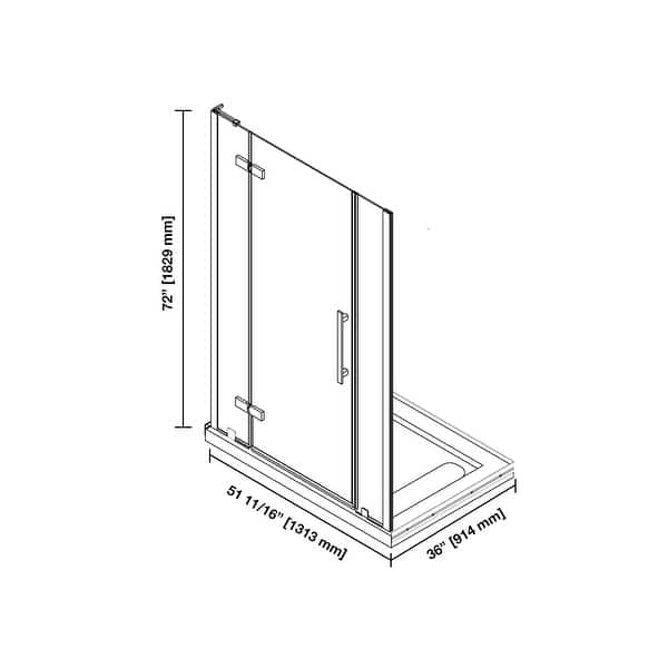 Tampa Alcove Frameless Pivot Hinge Shower Door Kit with Base Pan, 2025 ...