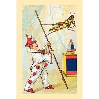A Grasshopper Holds Onto A Branch With Only Its Back Legs. A Clown ...