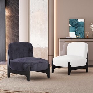 Mid Century Modern Armless Accent Chair in Upholstered Velvet Fabric ...